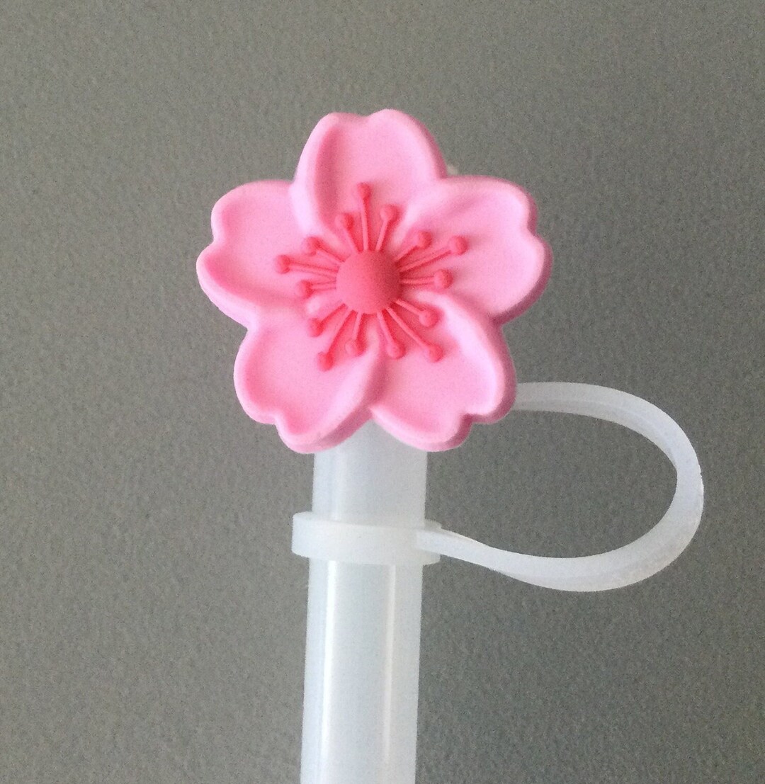 Pink Flower Straw Topper - Etsy