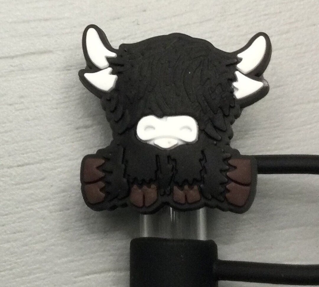 Highland Cow Black Straw Topper - Etsy