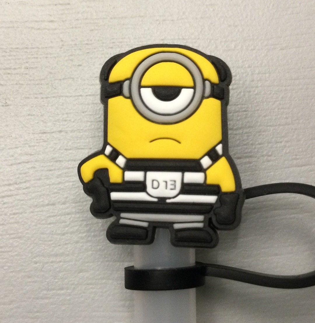 Cute Little Yellow Guy Black and White Straw Topper - Etsy