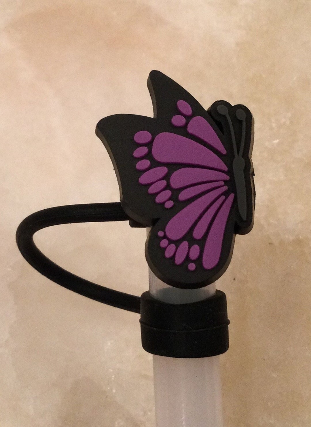 Purple Butterfly Straw Topper Wings Back - Etsy
