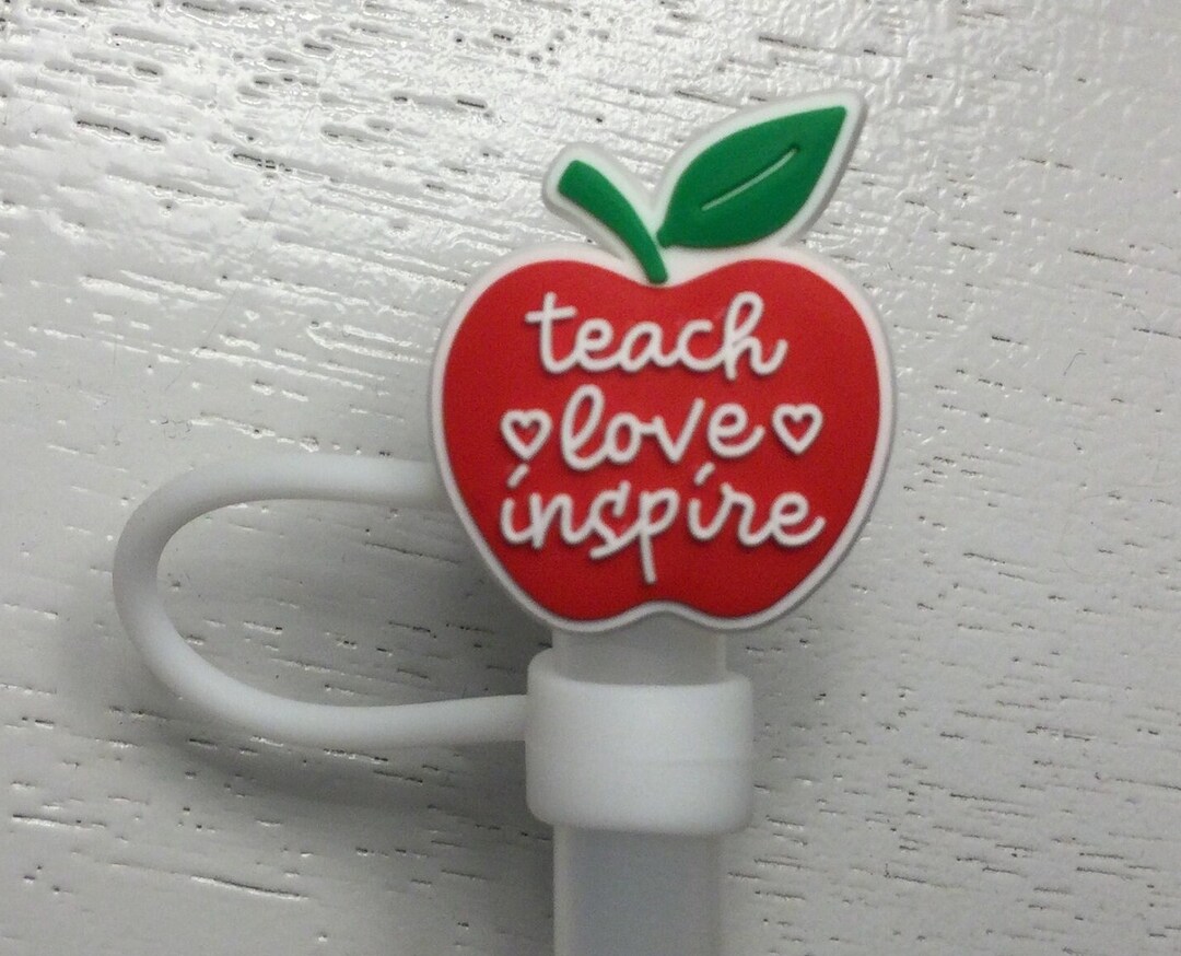 Teach Love Inspire Straw Topper Teacher School - Etsy