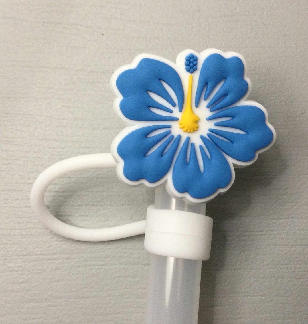 Blue Hibiscus Straw Topper - Etsy