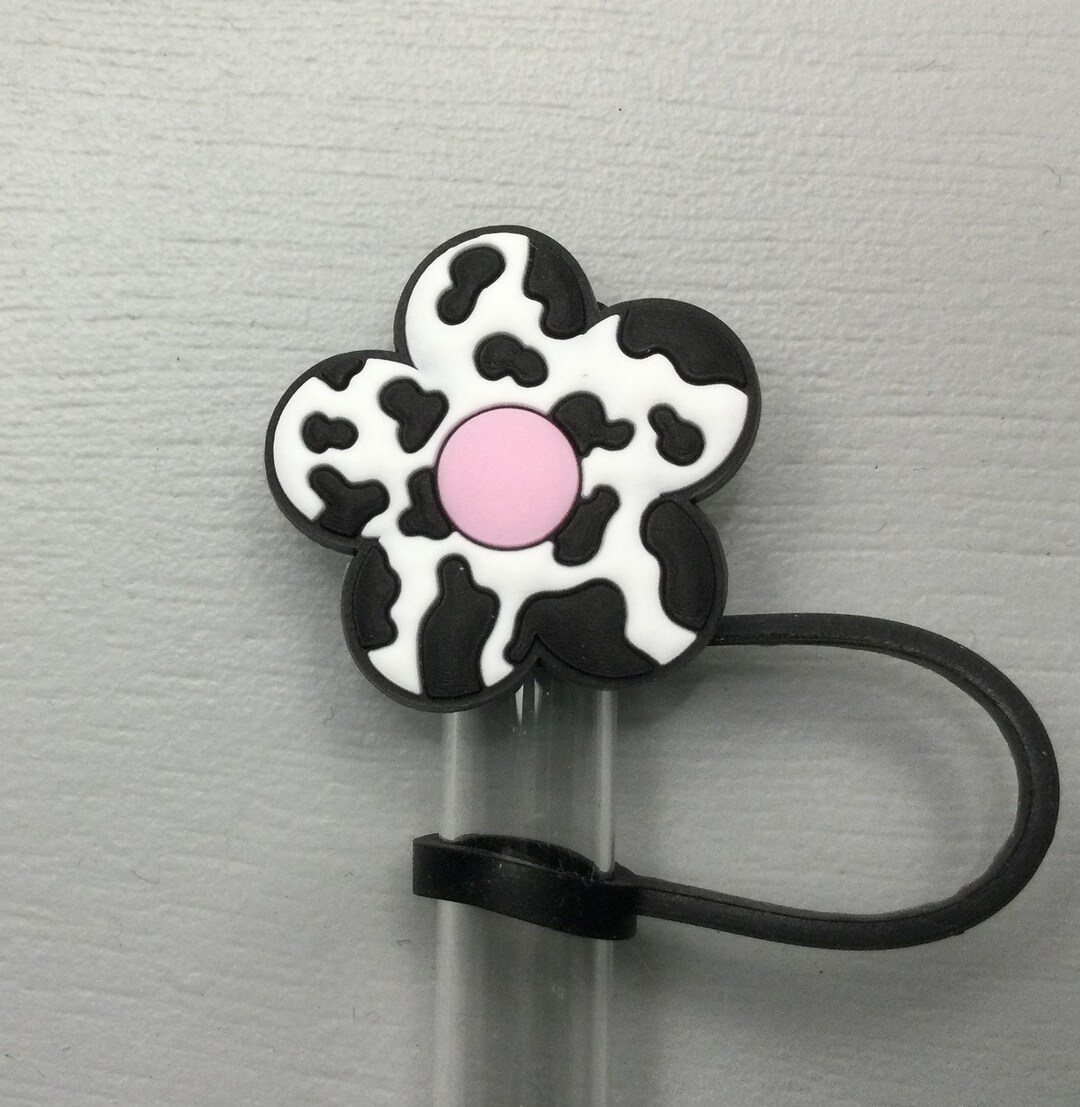 Cow Print Flower Straw Topper - Etsy