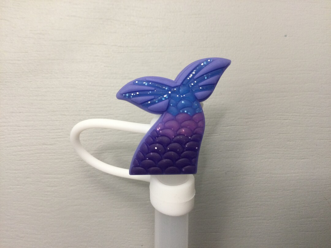 Mermaid Tail Straw Topper Purple Sparkles - Etsy