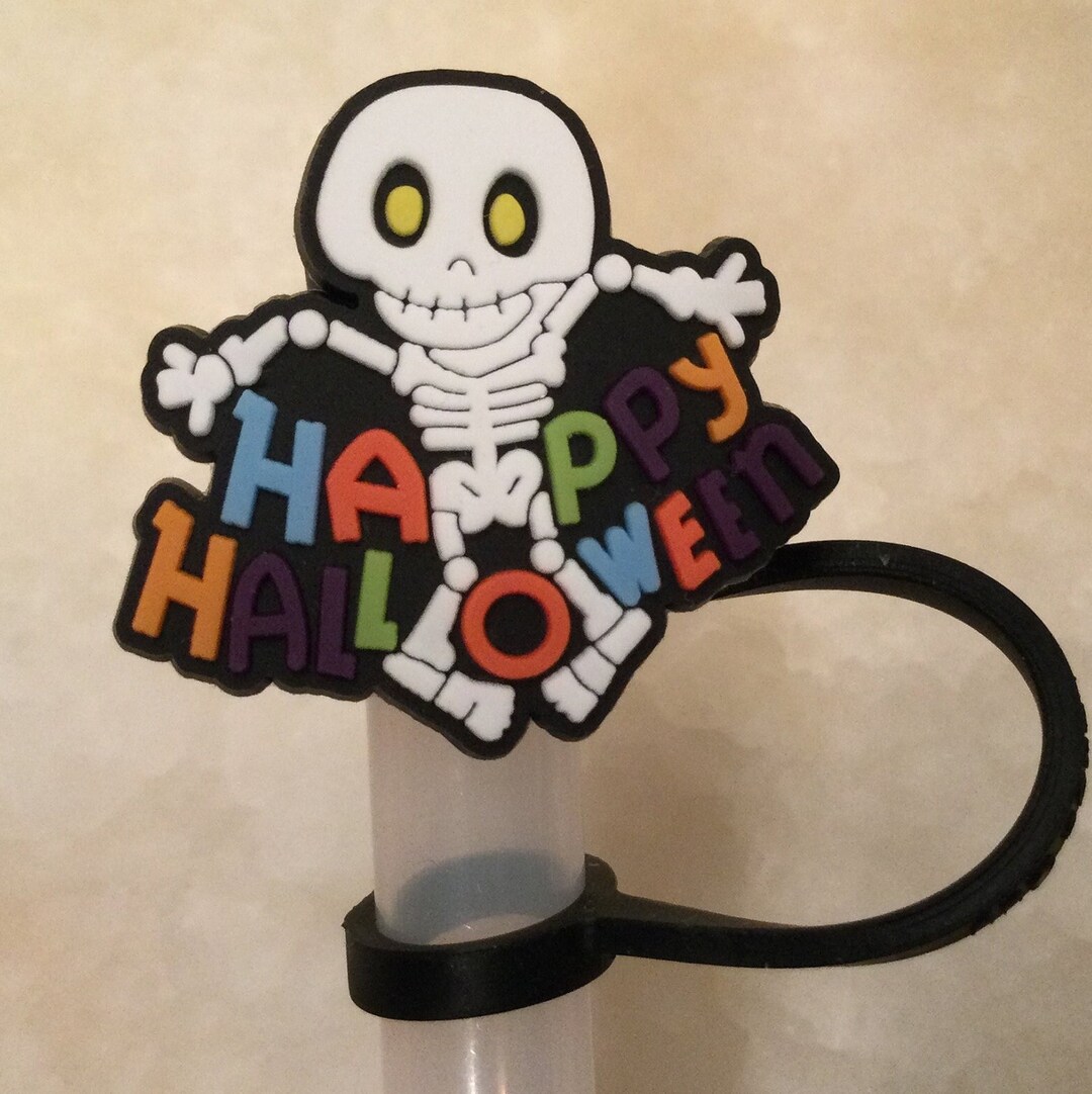 Happy Halloween Skeleton Straw Topper - Etsy