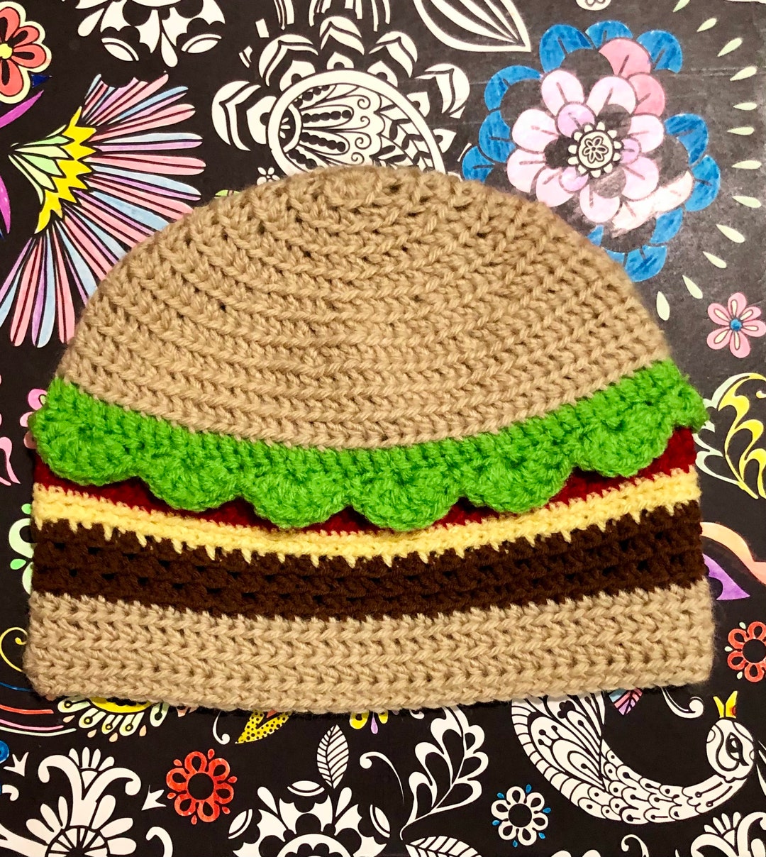 Hamburger Crochet Cap Burger Crochet Hat Burger Hat Burger Crochet ...