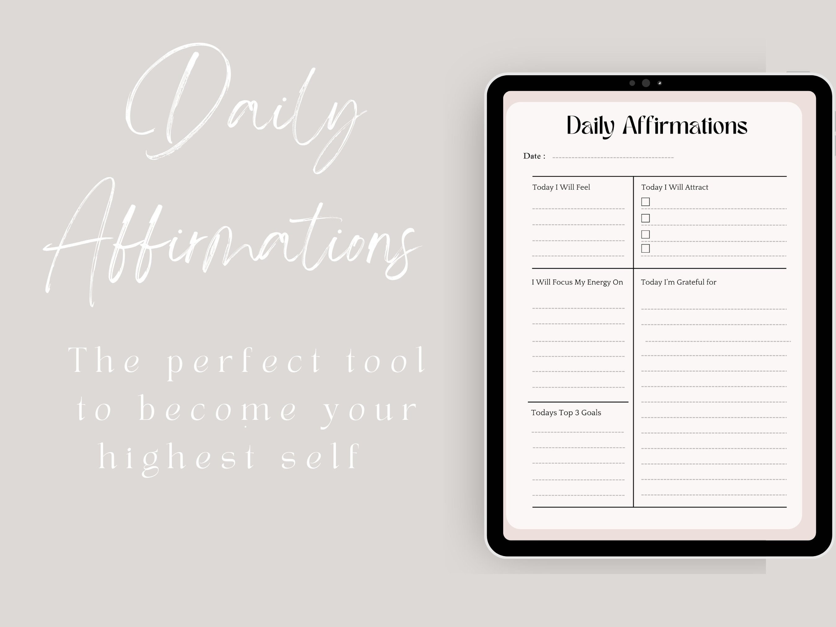 Daily Gratitude Printable, Instant Download, Minimal Manifestation ...
