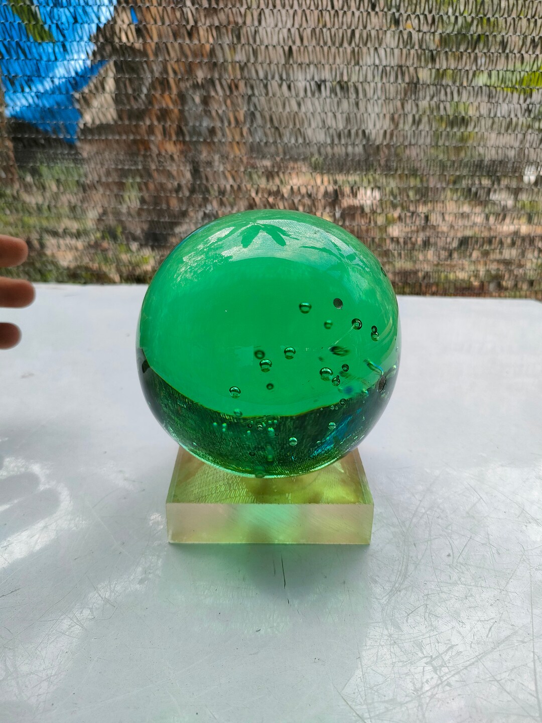 1.6kg(367b) Small Size Green Leaf Air Bubbles Sphere Ball" of Andara ...