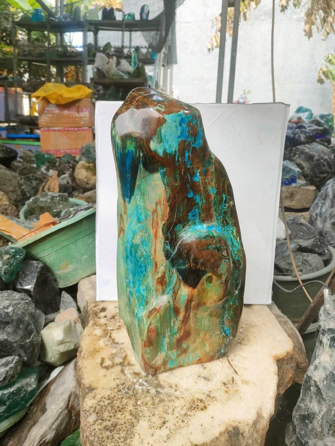 19.6kg(b076) Beautiful Natural Multicolor(heigh 17",wide 8") Blue,black ...