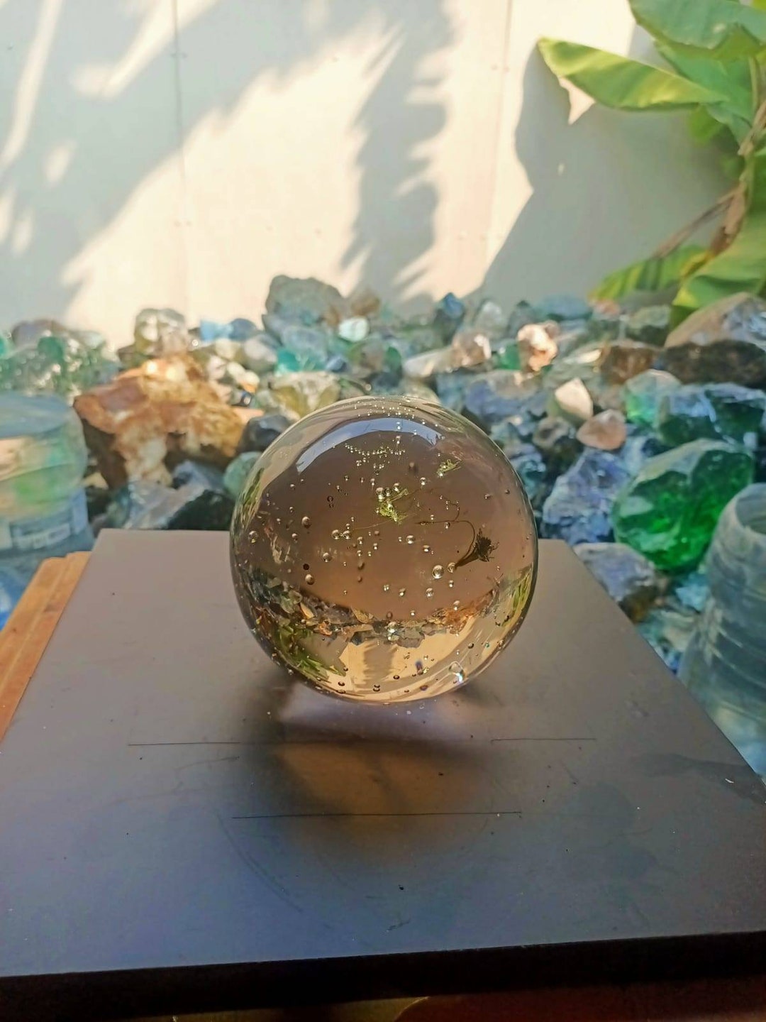 3.28kg(249b) "amazing Brown/mocca Bubble Motif Sphere Ball" of Andara ...