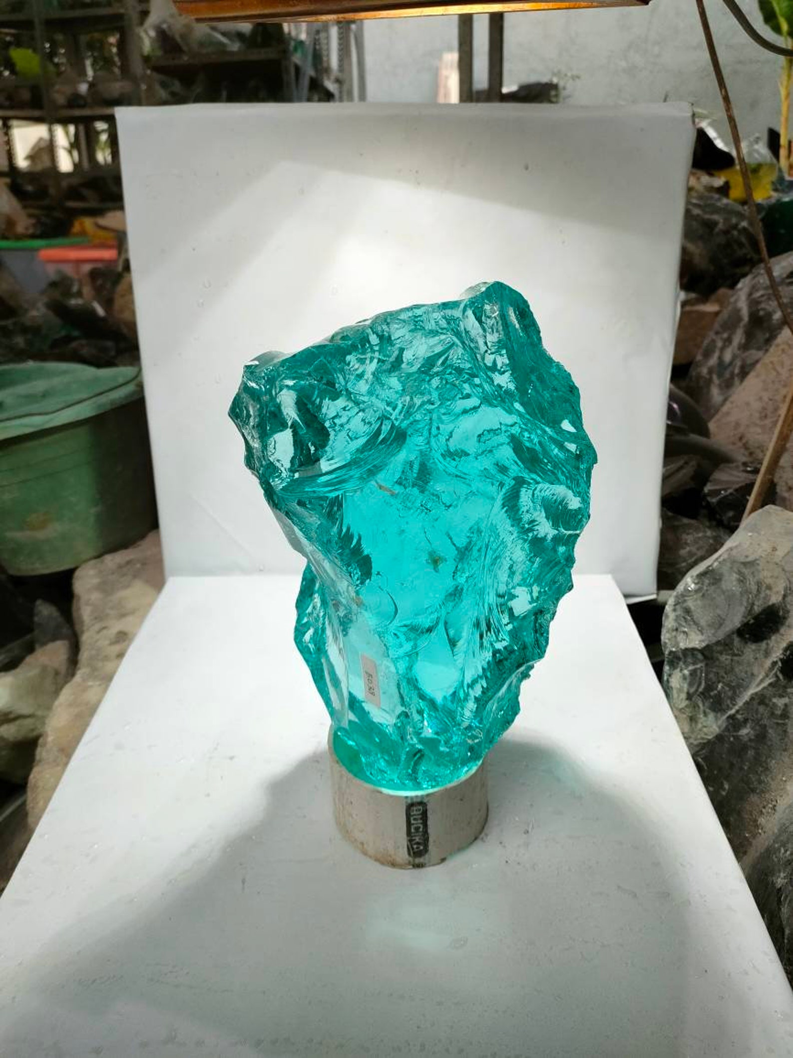 6.4kg(b038) Perfect Peel off Skin Removed Aqua Blue!! of Andara Crystal ...