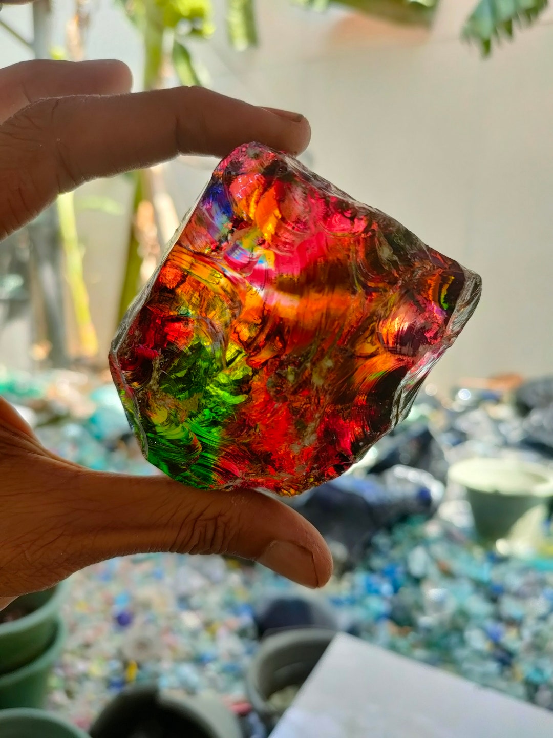 567gr(sp34) Medium Size Rare Rainbow Single Pieces! of Andara Crystal ...