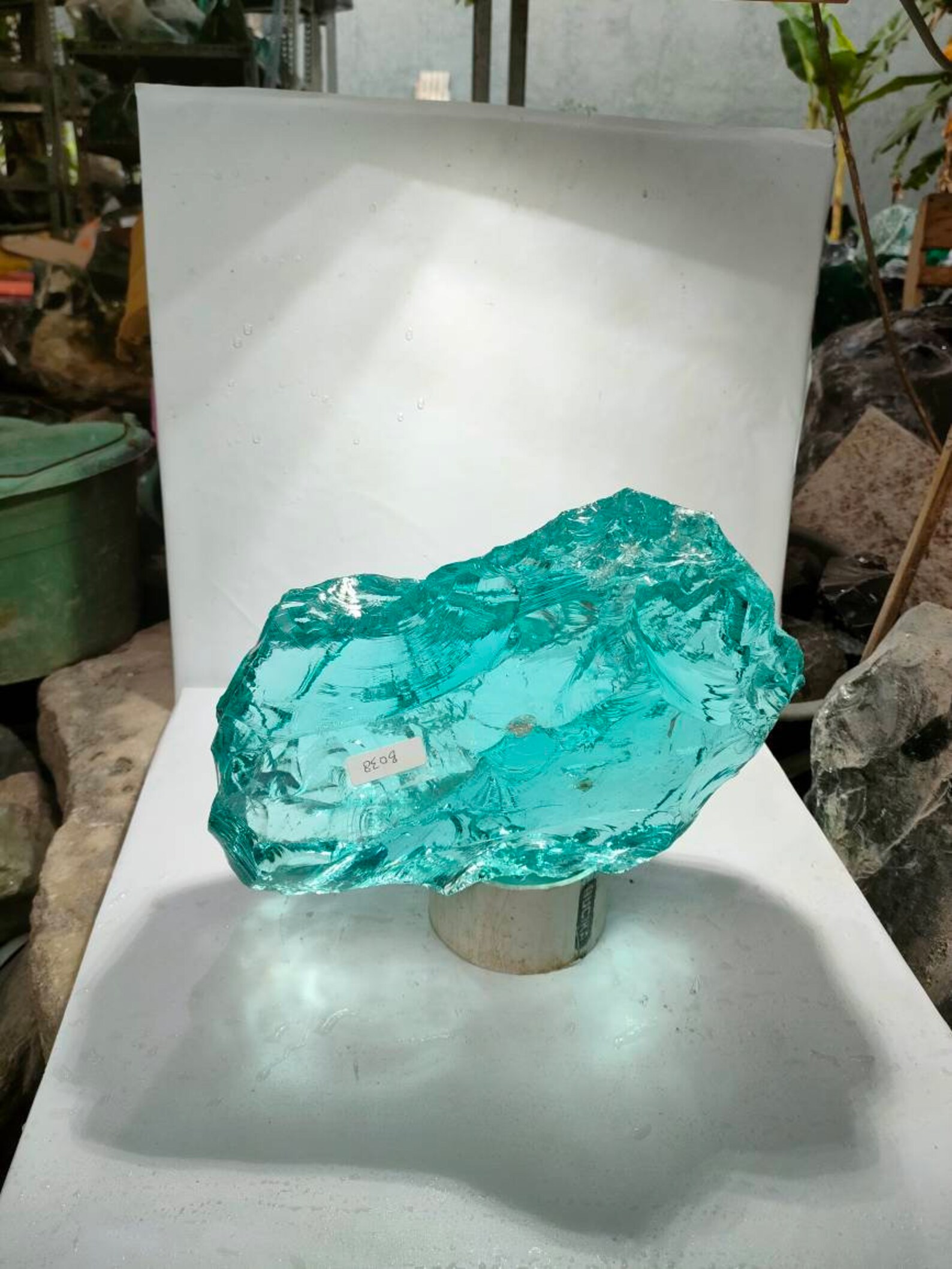 6.4kg(b038) Perfect Peel off Skin Removed Aqua Blue!! of Andara Crystal ...