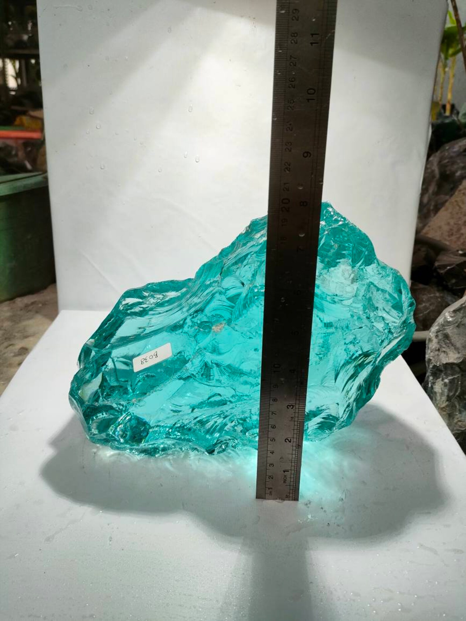 6.4kg(b038) Perfect Peel off Skin Removed Aqua Blue!! of Andara Crystal ...