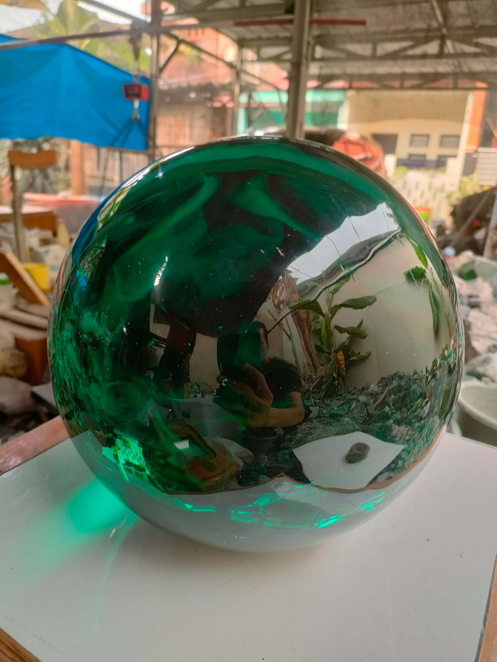 16.2kg(297b) Smooth Surface 24cm Big Tosca/tale Green Motifs Sphere ...