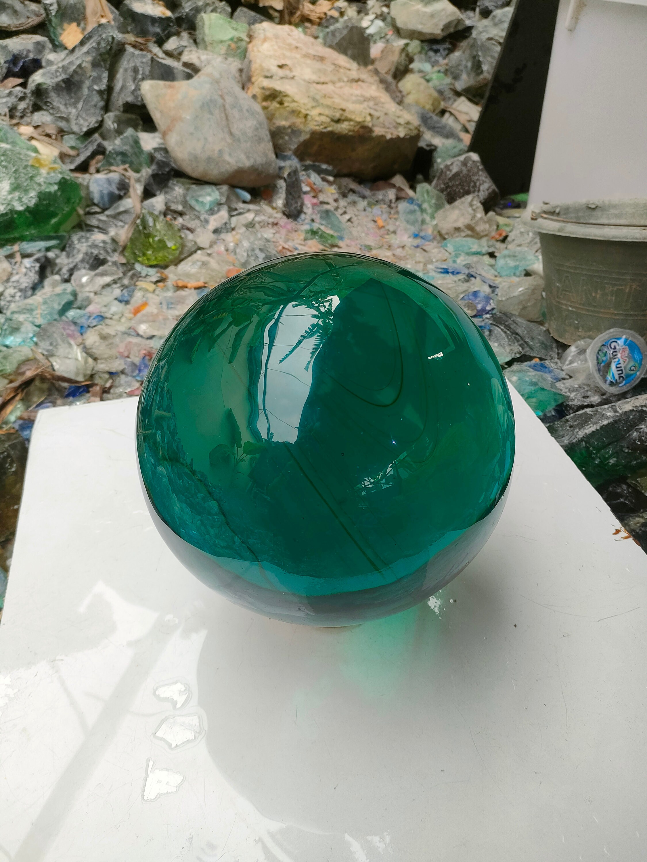 16.2kg(297b) Smooth Surface 24cm Big Tosca/tale Green Motifs Sphere ...