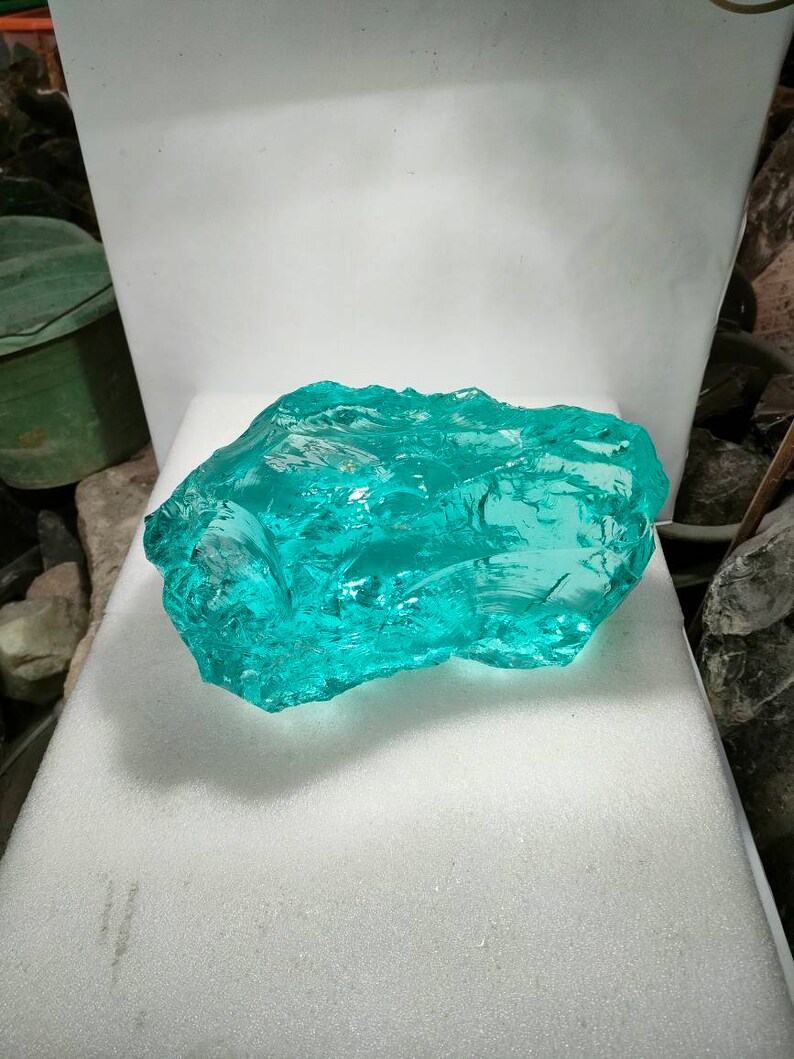 6.4kg(b038) Perfect Peel off Skin Removed Aqua Blue!! of Andara Crystal ...