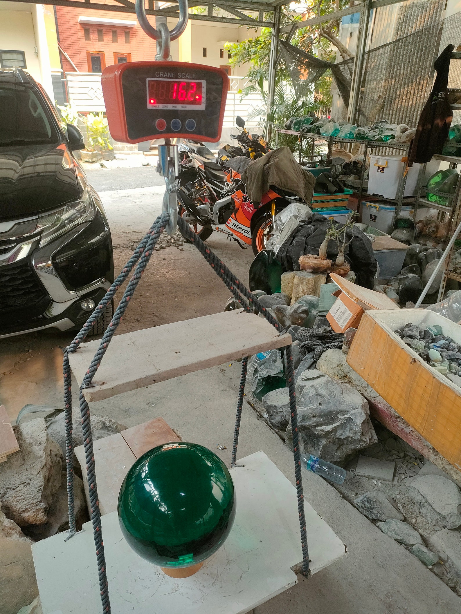 16.2kg(297b) Smooth Surface 24cm Big Tosca/tale Green Motifs Sphere ...