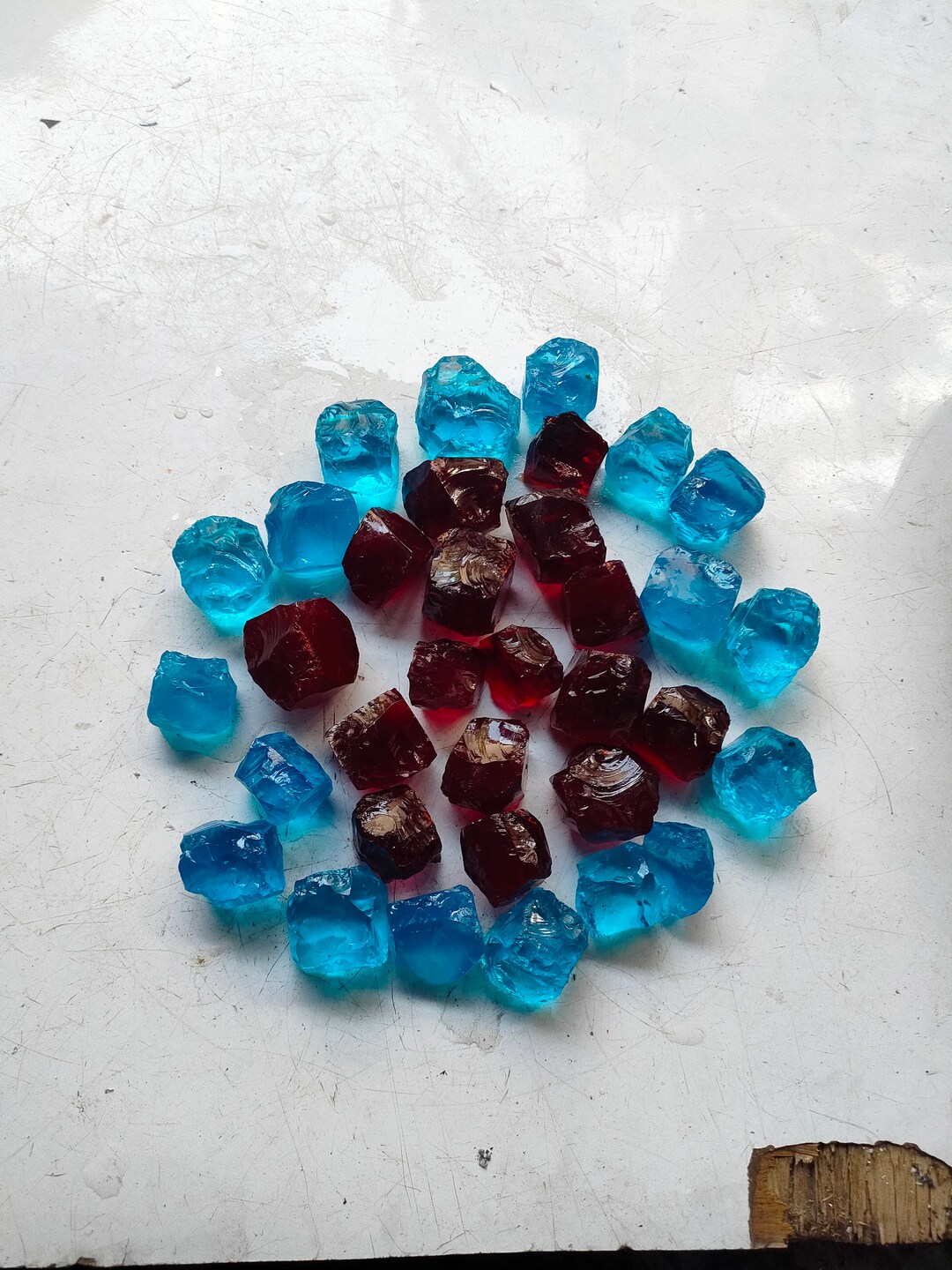 1kg(sp88)34pcs/20-50gr "rare Smoke Blue and Red Ruby" of Andara Crystal ...
