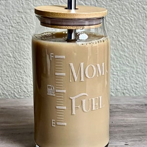 Dad Fuel Beer Can Glass, Mom Fuel Iced Coffee Cup With Lid and Straw ...