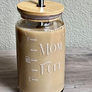 Dad Fuel Beer Can Glass, Mom Fuel Iced Coffee Cup With Lid and Straw ...