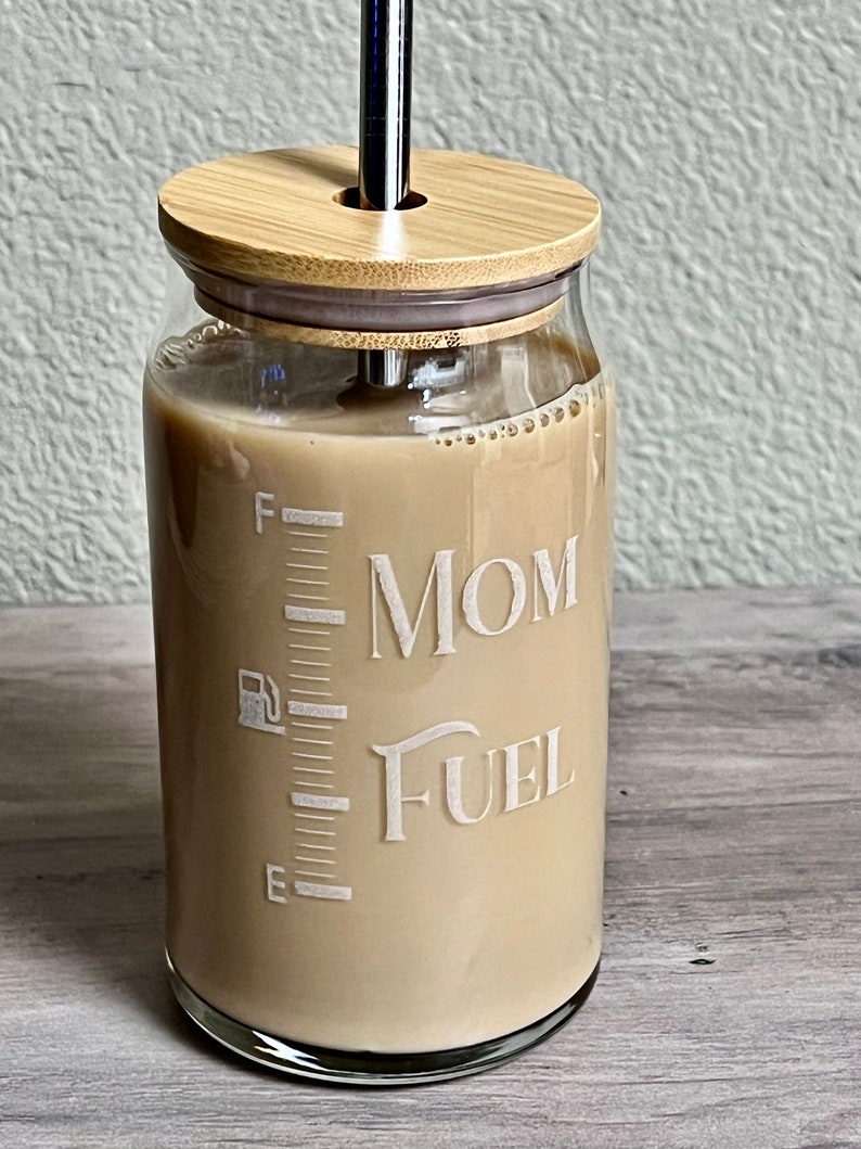 Dad Fuel Beer Can Glass Mom Fuel Iced Coffee Cup With Lid and - Etsy