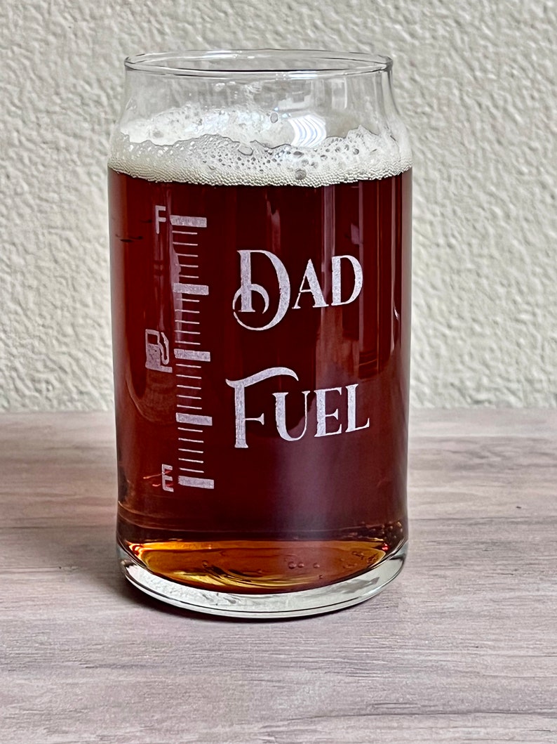 Dad Fuel Beer Can Glass Mom Fuel Iced Coffee Cup With Lid and - Etsy