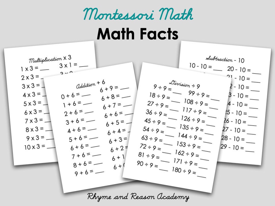 Montessori Math Facts Lower Elementary Multiplication | Etsy
