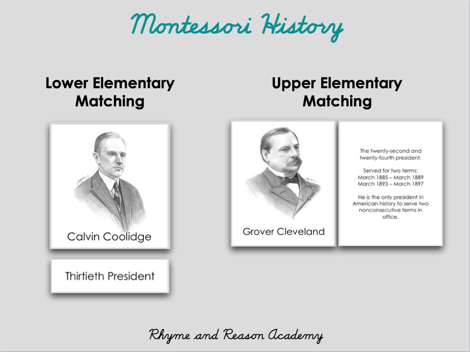 US Presidents Elementary 3-part Cards Montessori History - Etsy