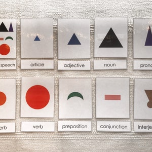 Parts of Speech Elementary 3-part Cards Montessori Grammar Nomenclature ...
