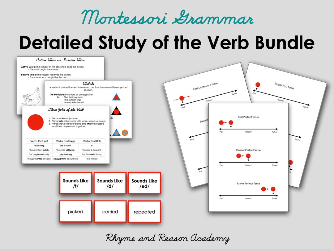 Detailed Study of the Verb Bundle Montessori Grammar Parts of Speech ...