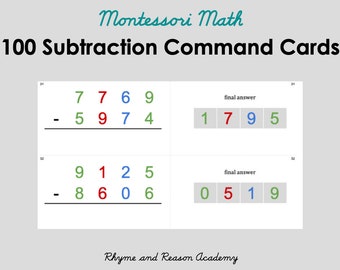 Montessori Math 4-digit Stamp Game Multiplication With Small - Etsy