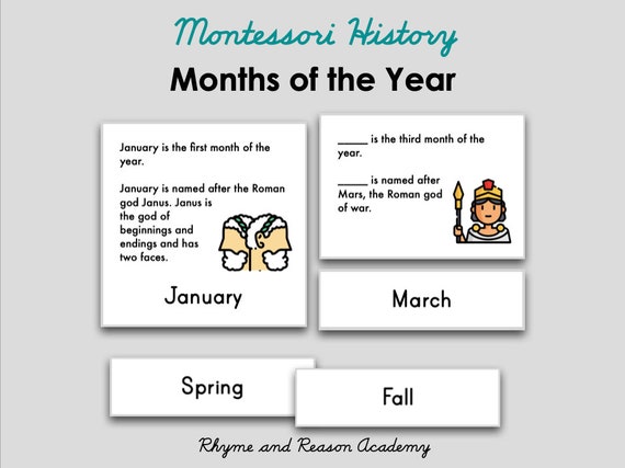 Months of the Year Elementary 3-part Cards Montessori | Etsy