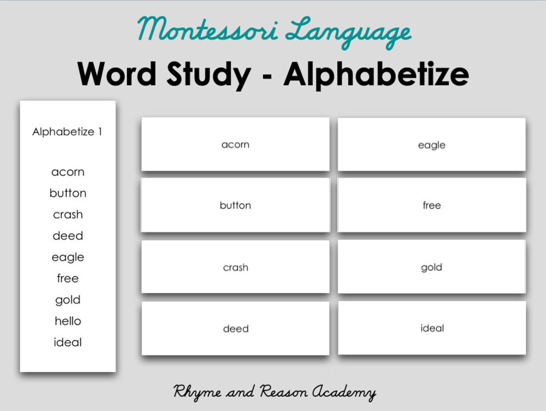 Montessori Word Study Alphabetizing Printable PDF, Digital Download ...