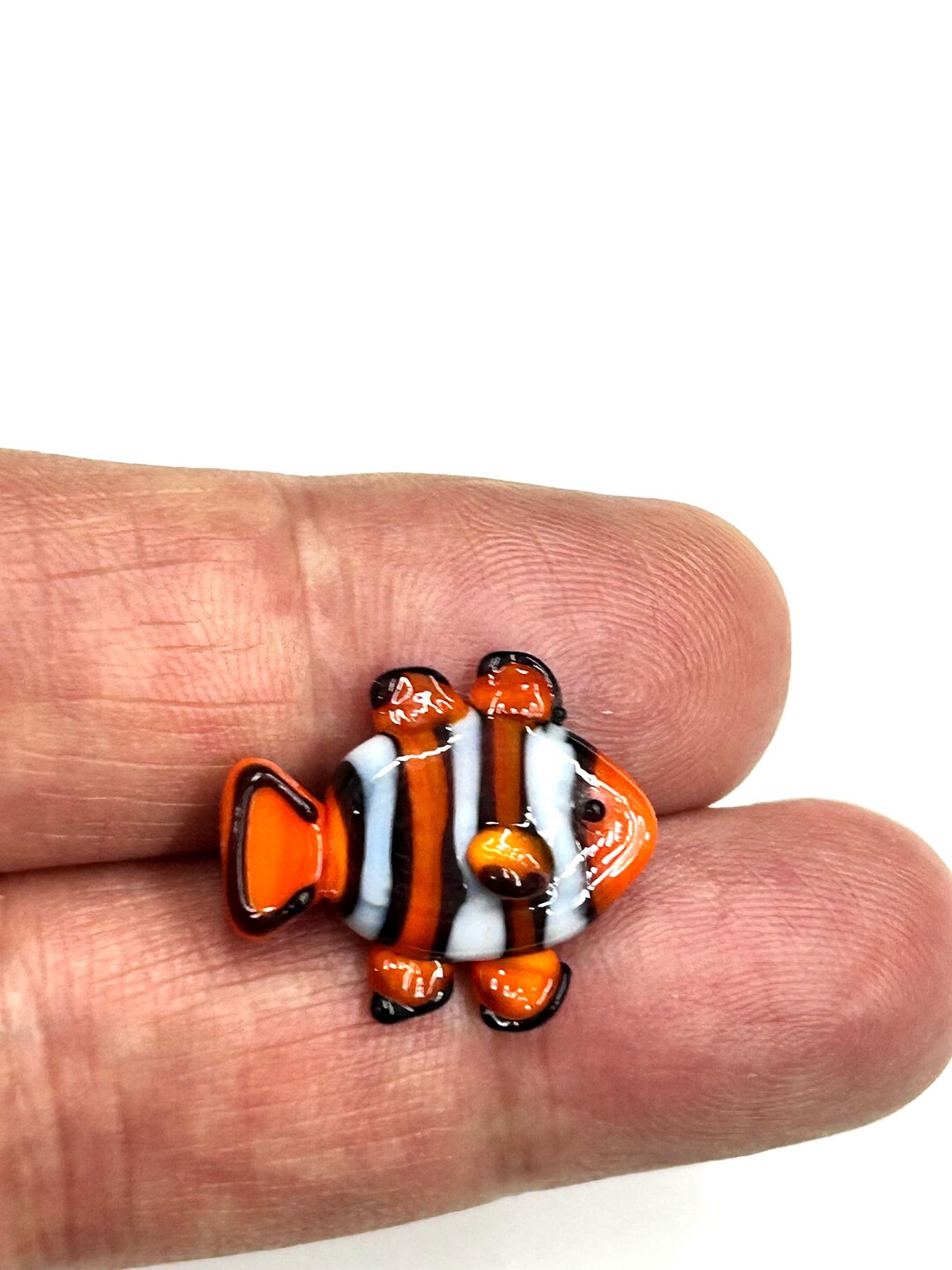 Handmade Murano Glass Fish Bead: Tiny Clownfish Charm (20x20mm) - Etsy