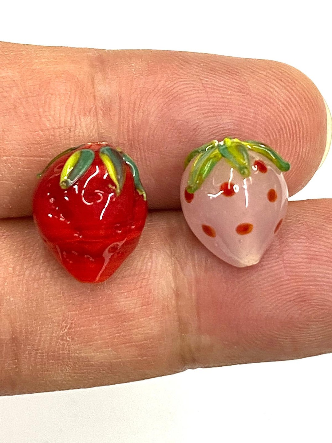12x16mm Glass Murano Strawberry Beads, Lampwork Beads, Murano Beads ...