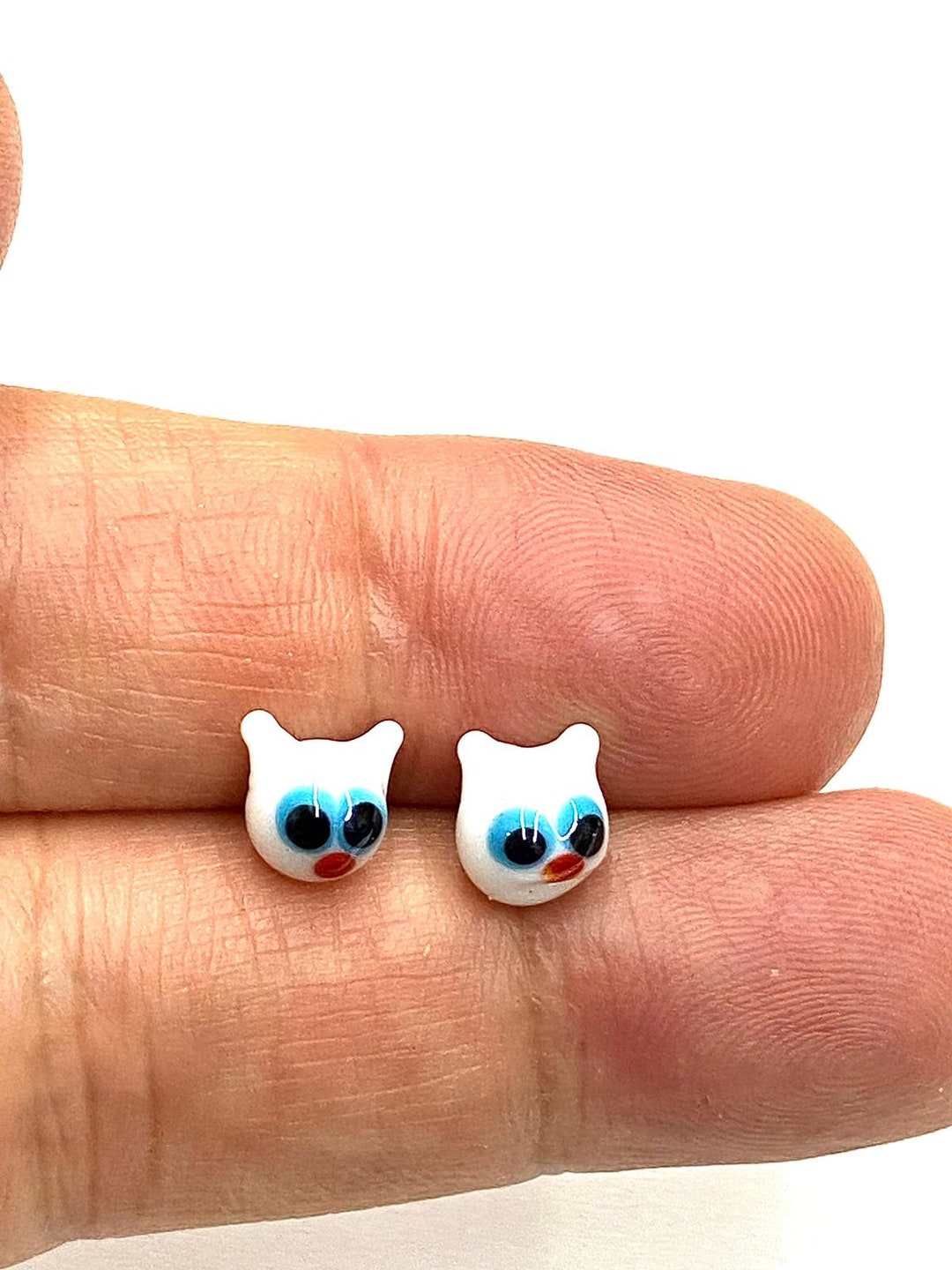 10 Mm Glass Murano Cat Face Earring,lampwork Beads,murano Earring ...