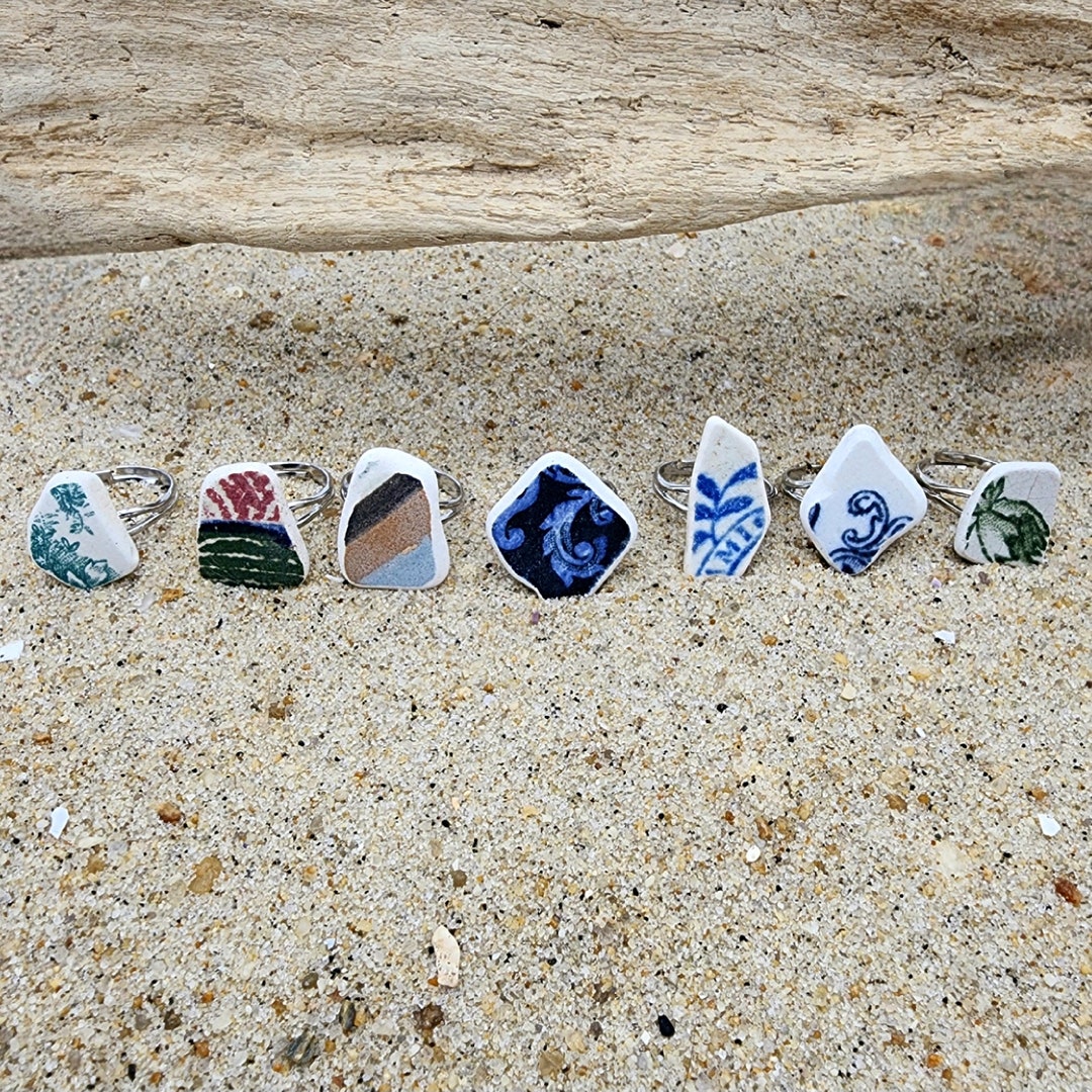 Sea Pottery Rings Genuine Sea Pottery Jewelry Scottish Sea Pottery ...