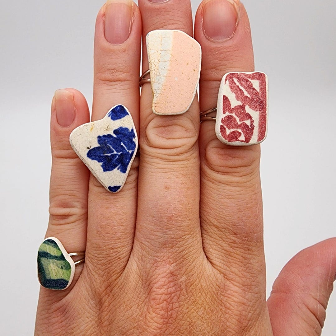 Sea Pottery Rings - Adjustable Sizing | Scottish Sea Pottery Jewelry ...