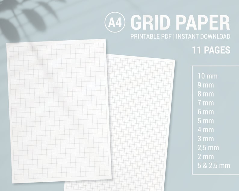 11 A4 PDF Various Grid Size Graph Paper | Printable Writing Paper Blank ...