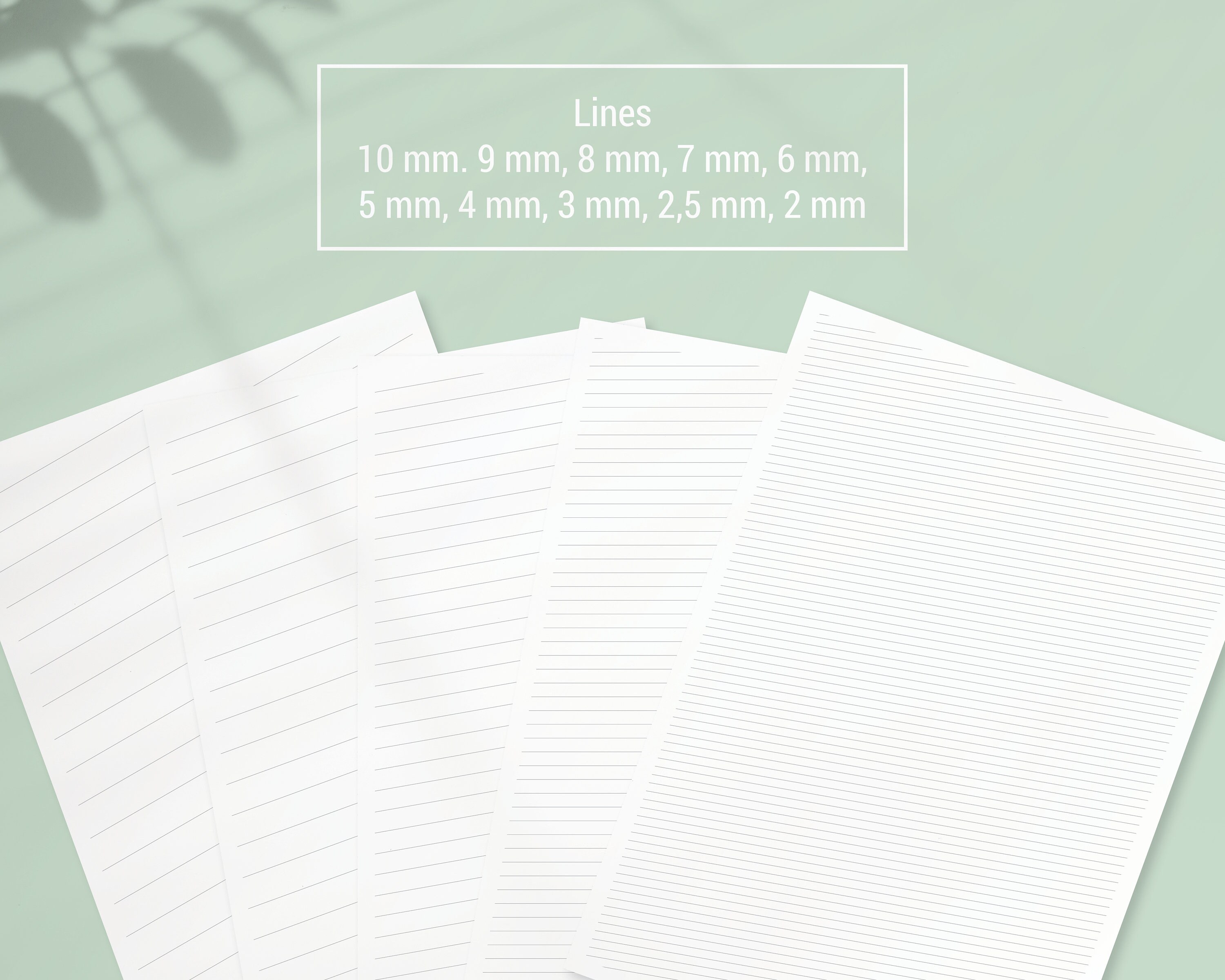 120 A5 PDF Various Slant Lined Paper Printable Ruled Writing Paper ...
