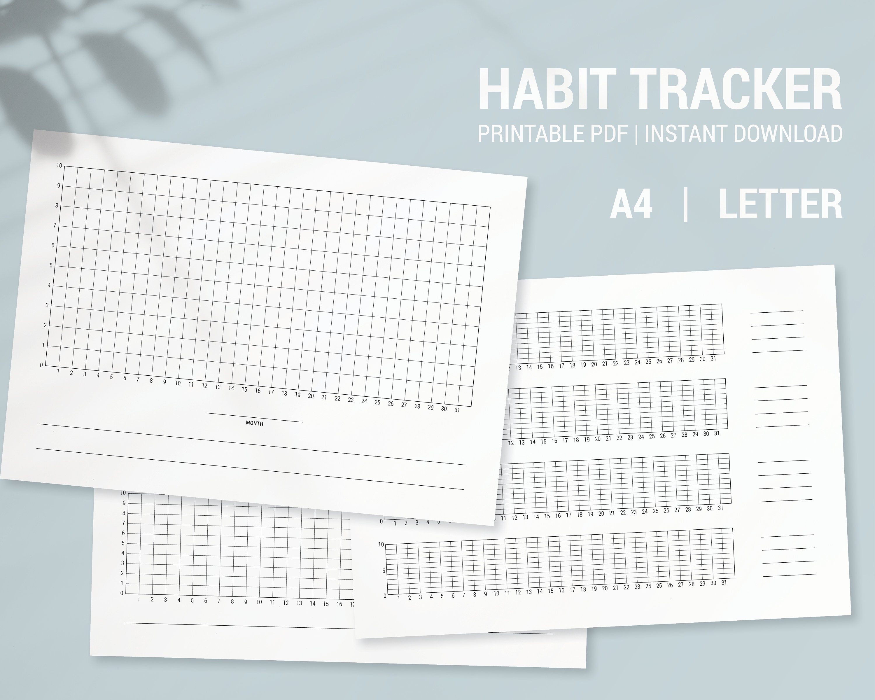 Line Graph Habit Tracker Printable Sleeping, Mood Tracker A4 Letter PDF ...