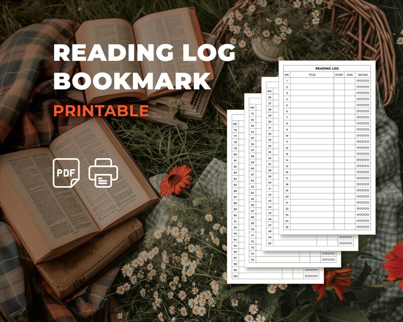 Printable Reading List Bookmark Reading Log Library Card Book Tracker ...