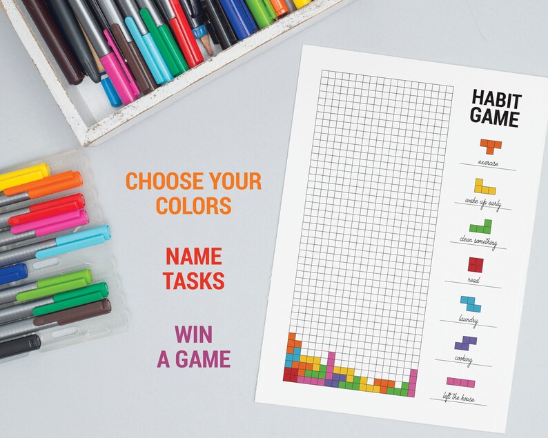 Game Tracker Printable | Adultris Game | Pixel Tracker | Goal Planner ...