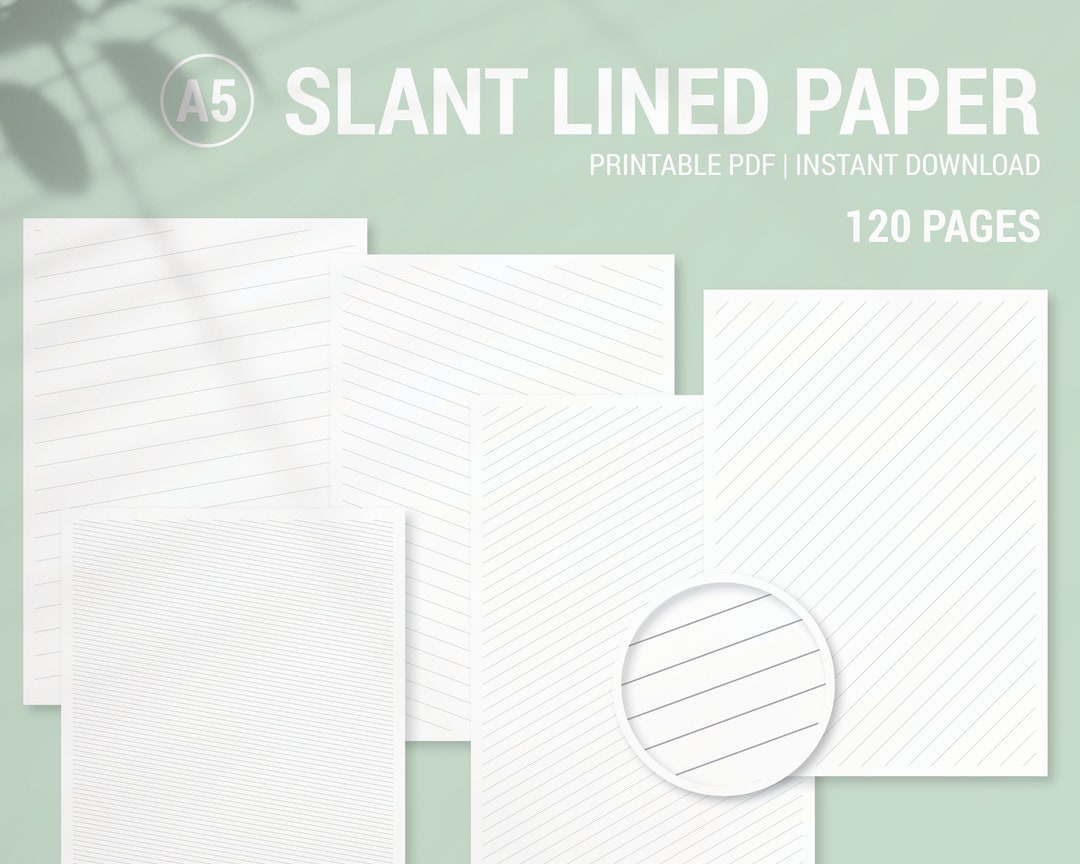 120 A5 PDF Various Slant Lined Paper Printable Ruled Writing Paper ...