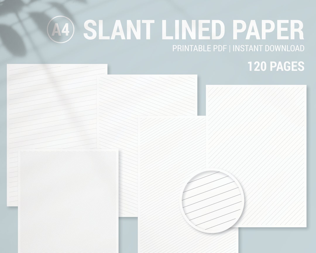 120 A4 PDF Various Slant Lined Paper Printable Ruled Writing Paper ...