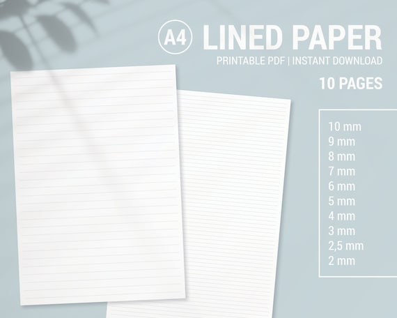 10 A4 PDF Various Lined Paper Printable Writing Paper Blank | Etsy