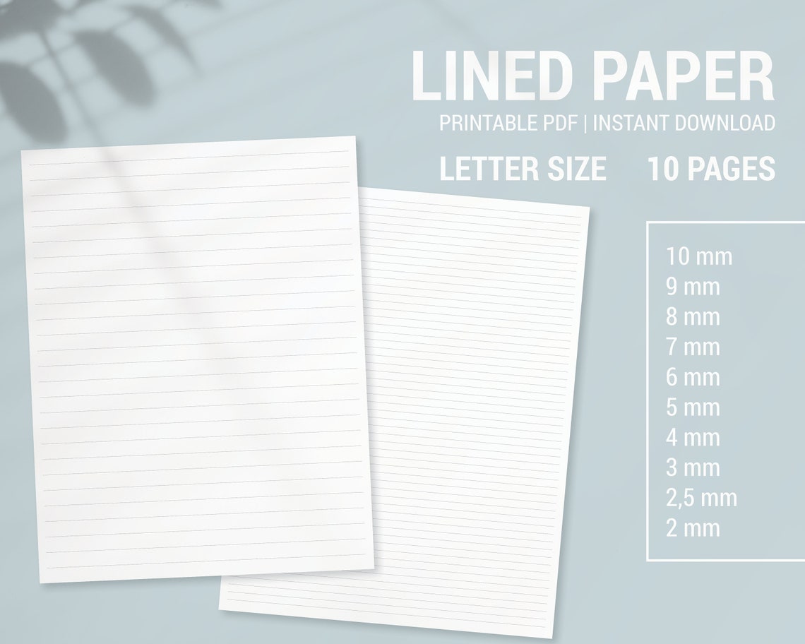 10 Letter PDF Various Lined Paper | Printable Writing Paper Blank Notes ...