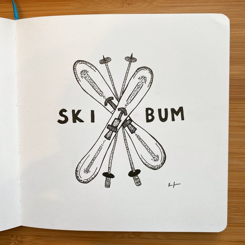Ski Bum Downloadable Print Printable Minimalist Wall Art Simple Black ...