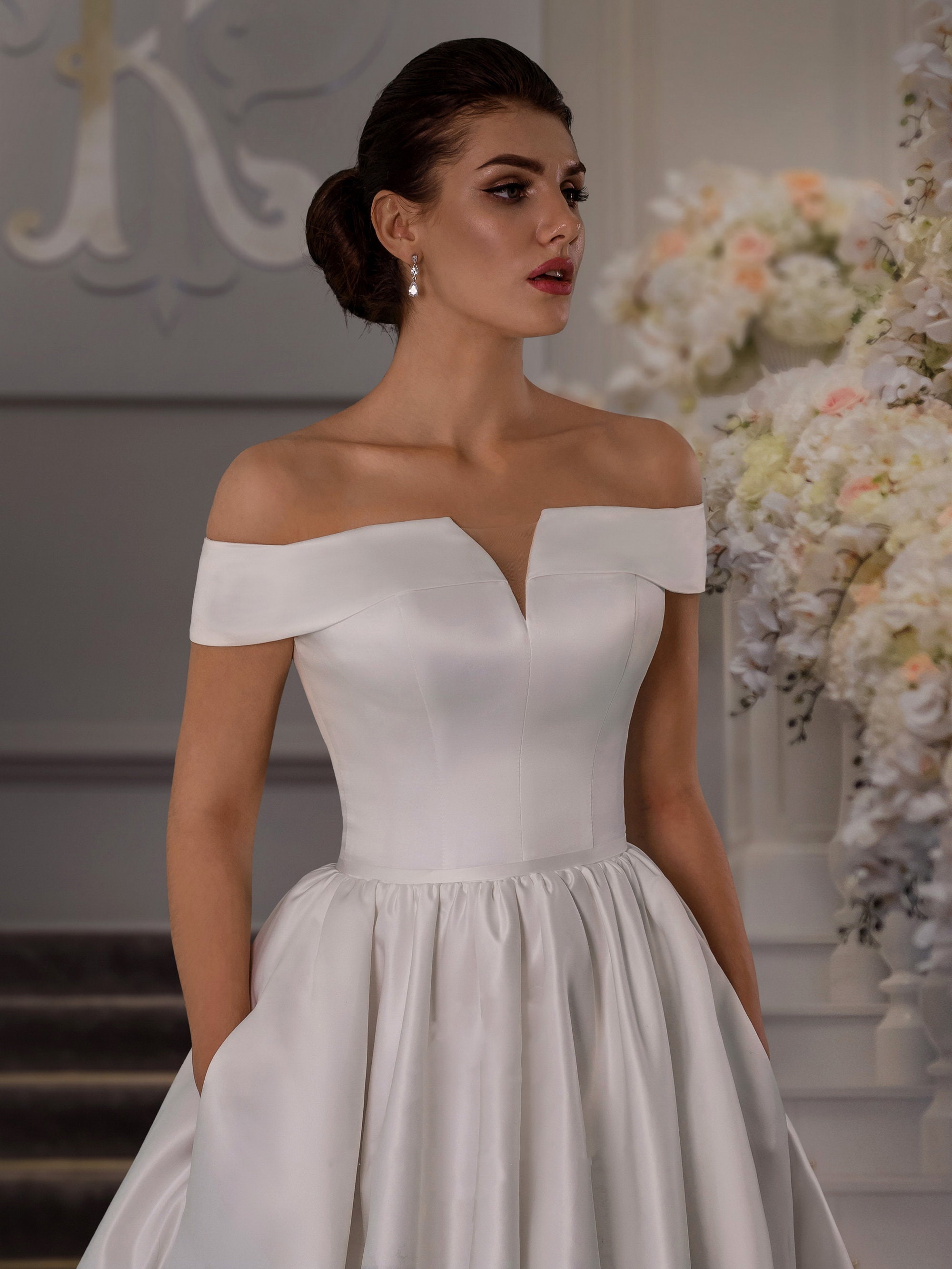 Simple Bridal Dress Ivory Wedding Dress A-line Wedding | Etsy